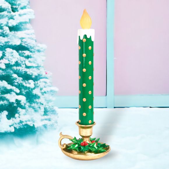 Green Dotted LED Candle Decor | St Nicholas Christmas