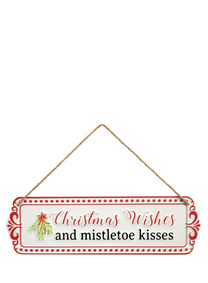 Metal Sign Mistletoe Kisses | St Nicholas Christmas Cave