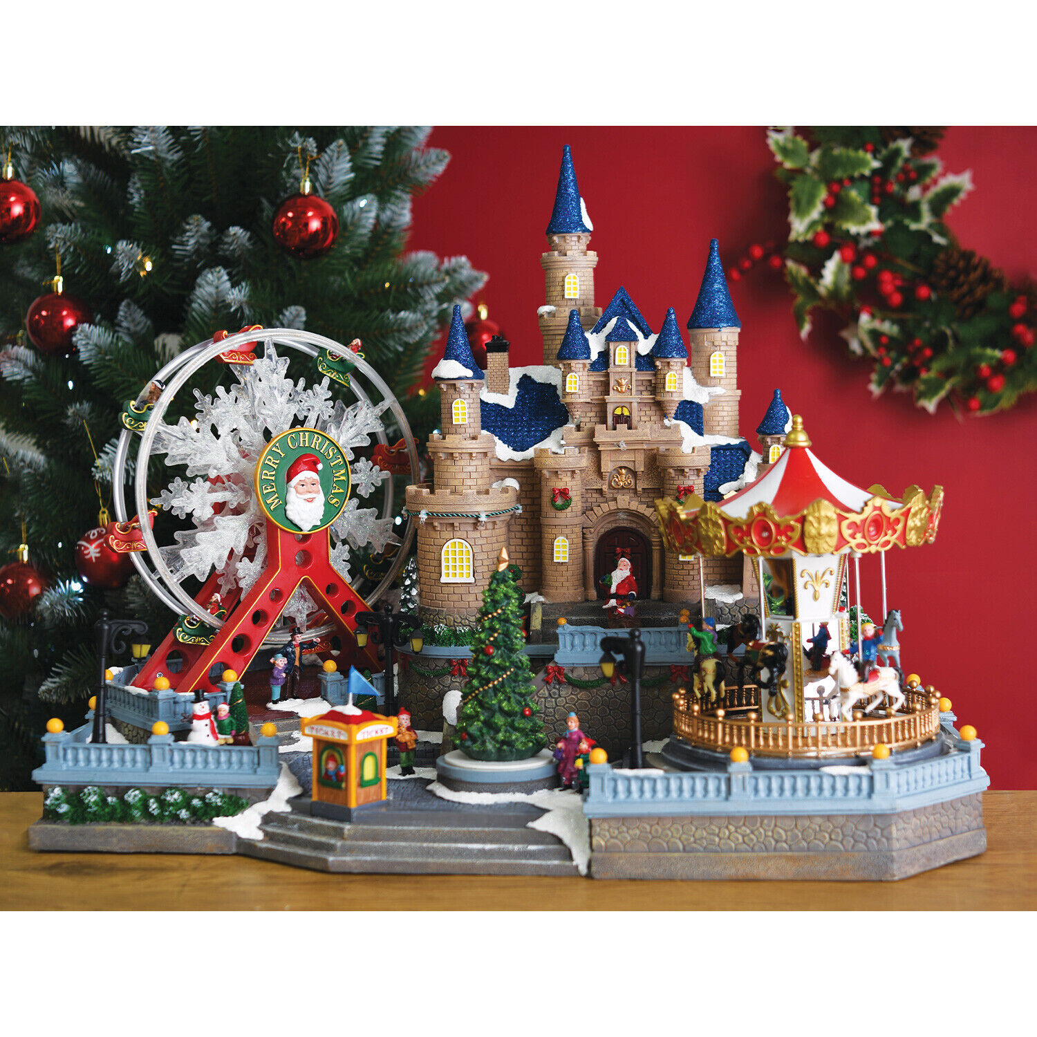 LED Christmas Castle Fairground Animated - St Nicholas Christmas Cave