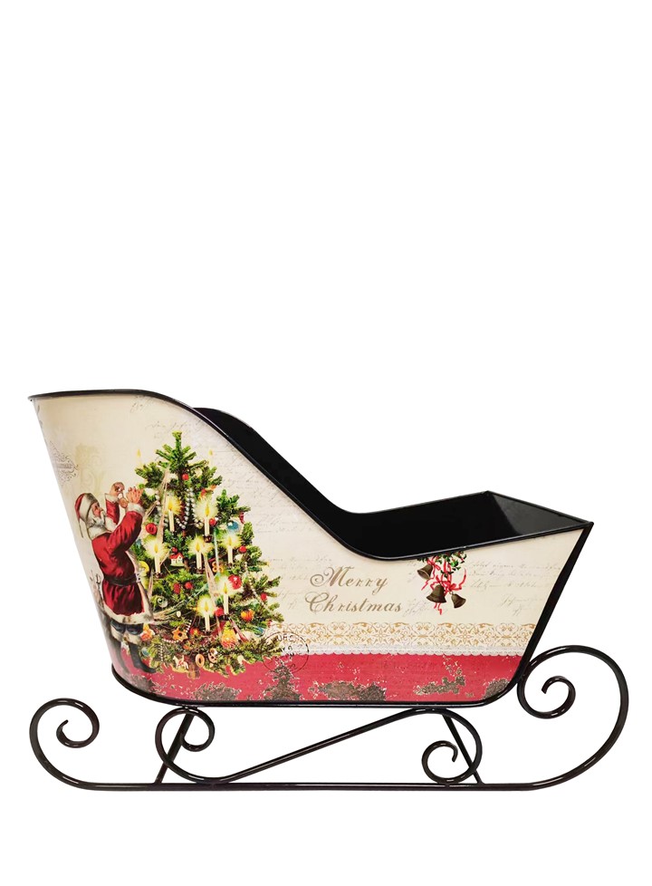 Rustic Metal Santa Sleigh Large | St Nicholas Christmas Cave