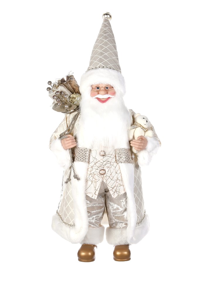 Elegant Champagne Santa Figurine | St Nicholas Christmas Cave