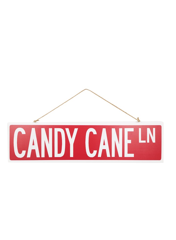 Metal Sign Candy Cane Lane | St Nicholas Christmas Cave