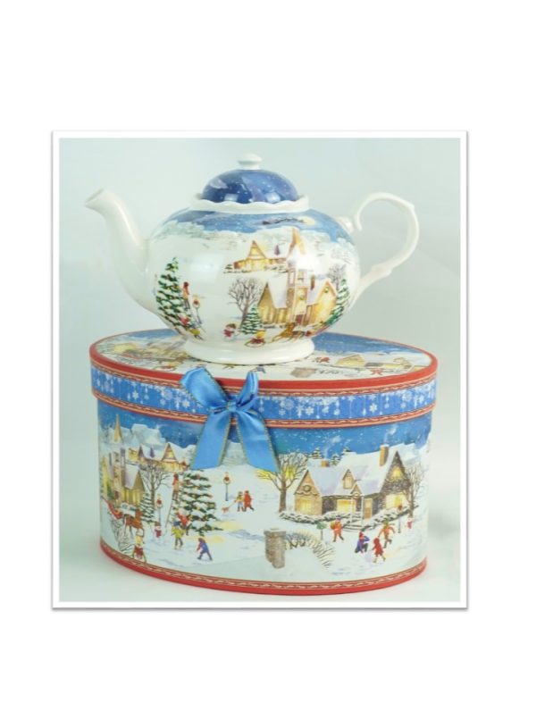 Winter Village Dinnerware Teapot | St Nicholas Christmas Cave