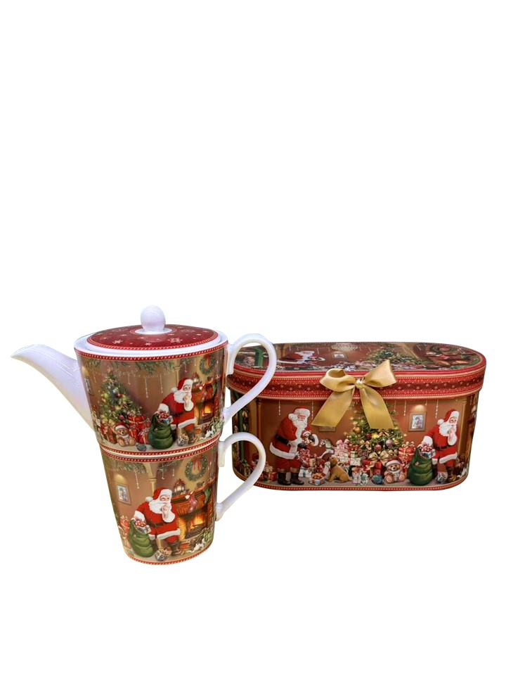 Winter Village Dinnerware Teapot | St Nicholas Christmas Cave