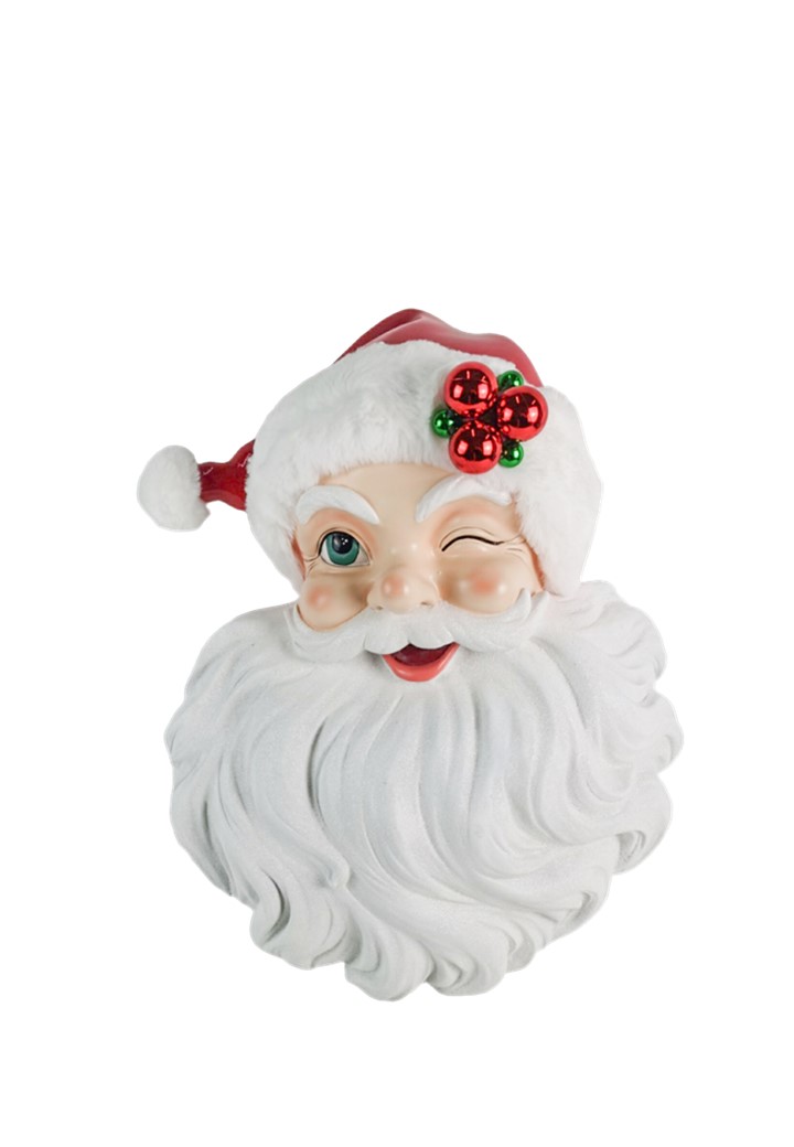 Hanging Red Santa Head - St Nicholas Christmas Cave